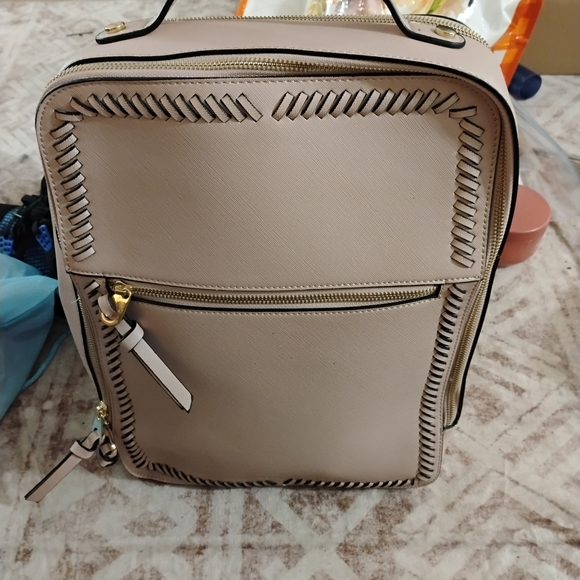 Calpak | Bags | Calpak Mauvebeige Laptop Bag With Black And Gold ...